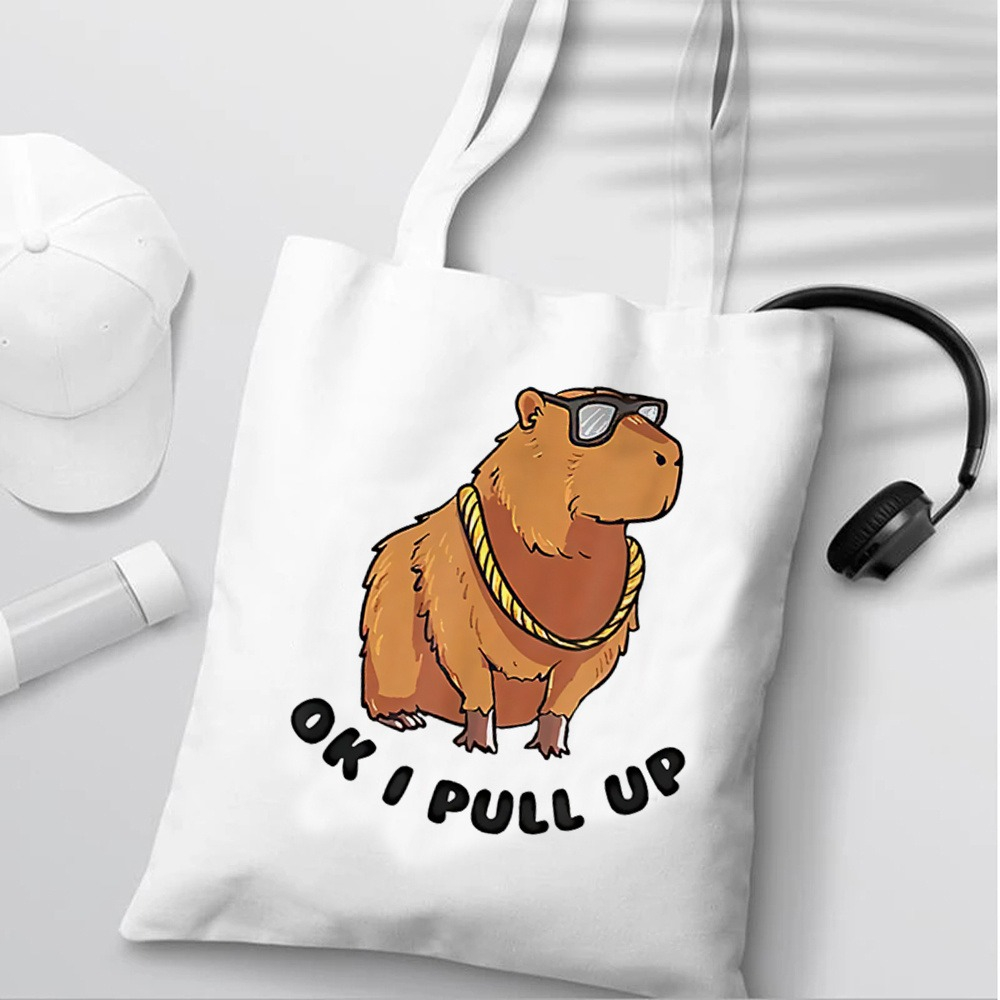 Mystique.id-tote Bag Capybara Ok I Pull Up-Tote Bag-Cute Cool And Best ...