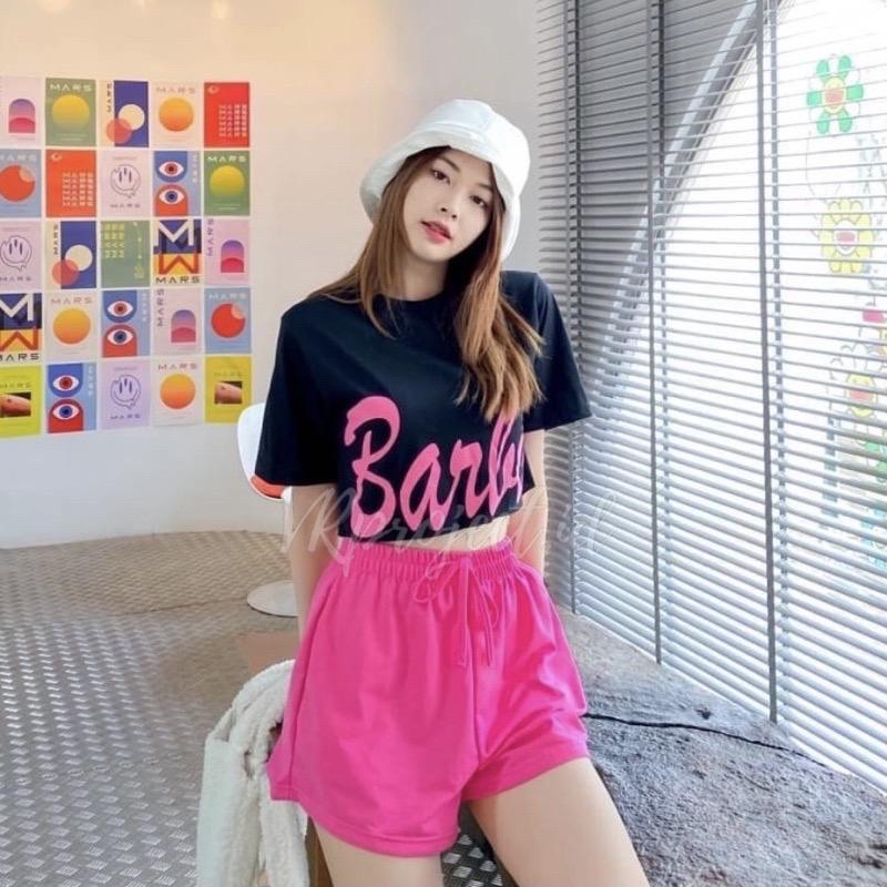 Barbie Crop Top Oversize T-Shirt | Shopee Singapore