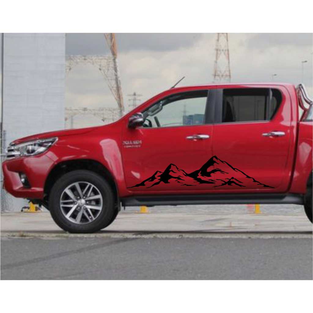 CUTTING STICKER MOUNTAIN SILUET OFF ROAD, HILUX, TRITON, D-MAX. ETC ...