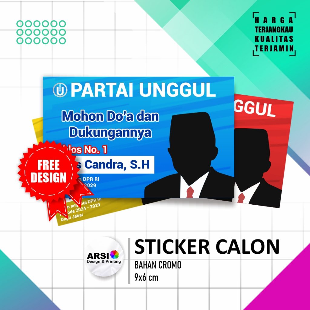 Campaign Party CALEG Stickers/Election Stickers/FREE Design Stickers ...