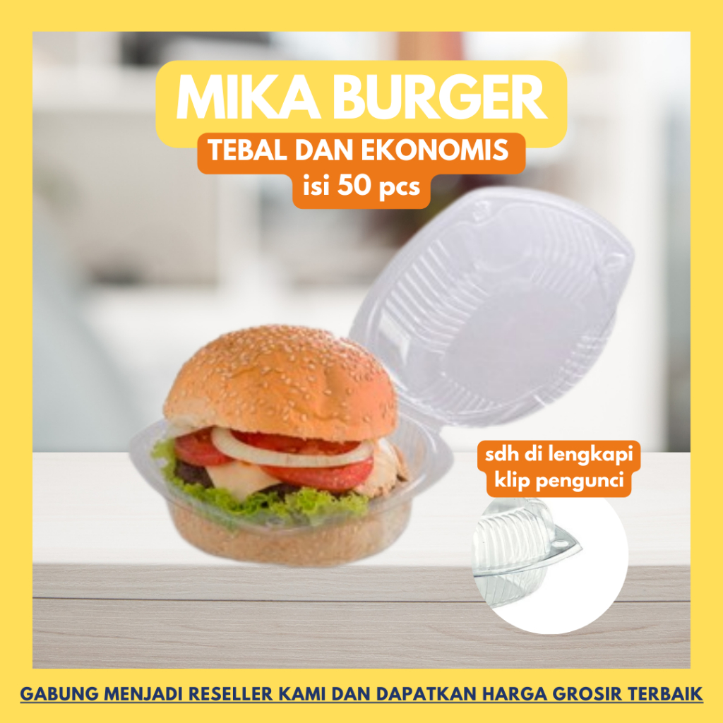 Plastic Burger Mica contains 50 pcs Round Mica/ Donut Container ...