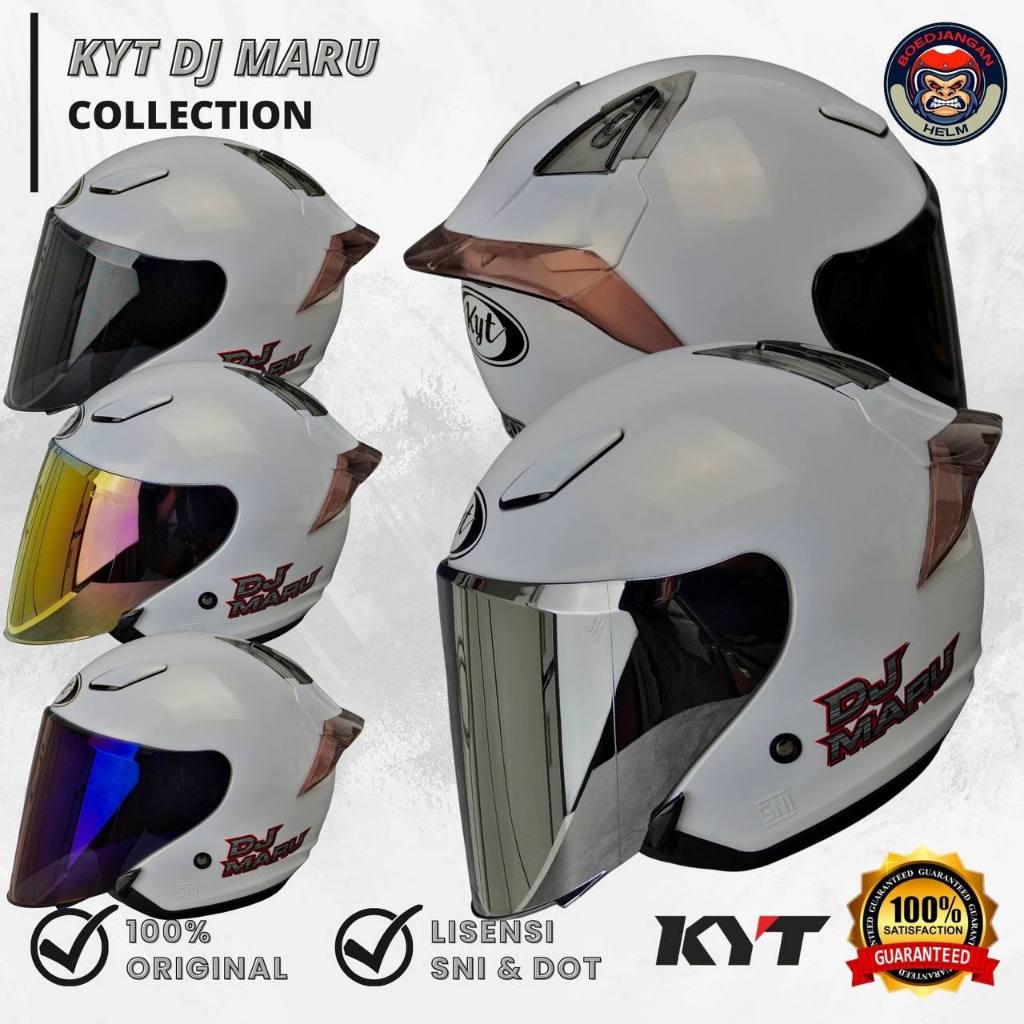 Helmet KYT DJ MARU SOLID WHITE Handsome Package SPOILER 3D | Kyt HALF FACE DJ MARU SOLID ...