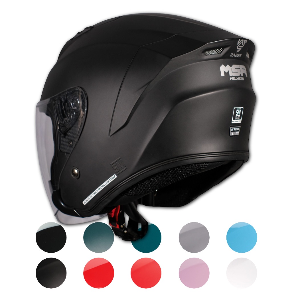 Razer Adult Helmet Plain Half Face Single Visor SNI Standard | Shopee ...