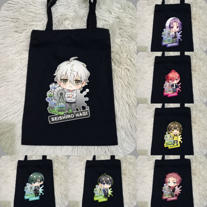 HITAM Blue Lock Chibi Anime Black Tote Bag 100% Premium Canvas / Blue ...