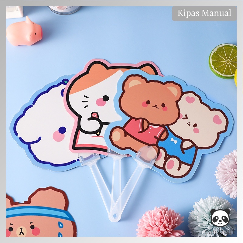 Hand Fan Aesthetic Cartoon Korean Style Cute Character Hand Fan Manual ...