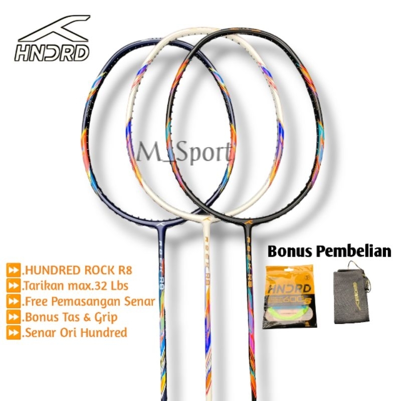 Original Hundred Rock R8 Badminton Racket (Free Bag & Grip) | Shopee ...