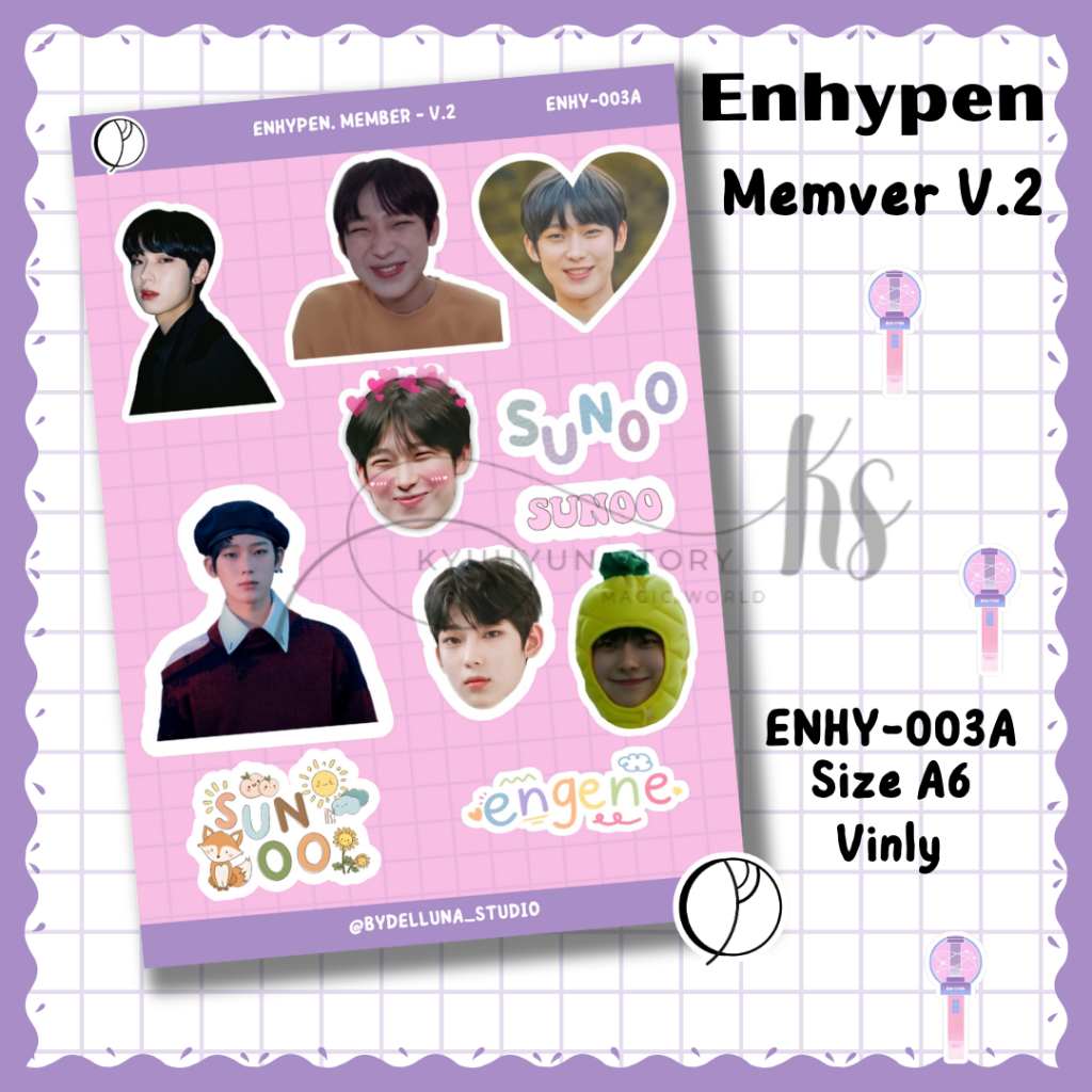 HP Kpop Enhypen Sunoo Sticker Member Anime Chibi Cute Boy Group Sticker ...