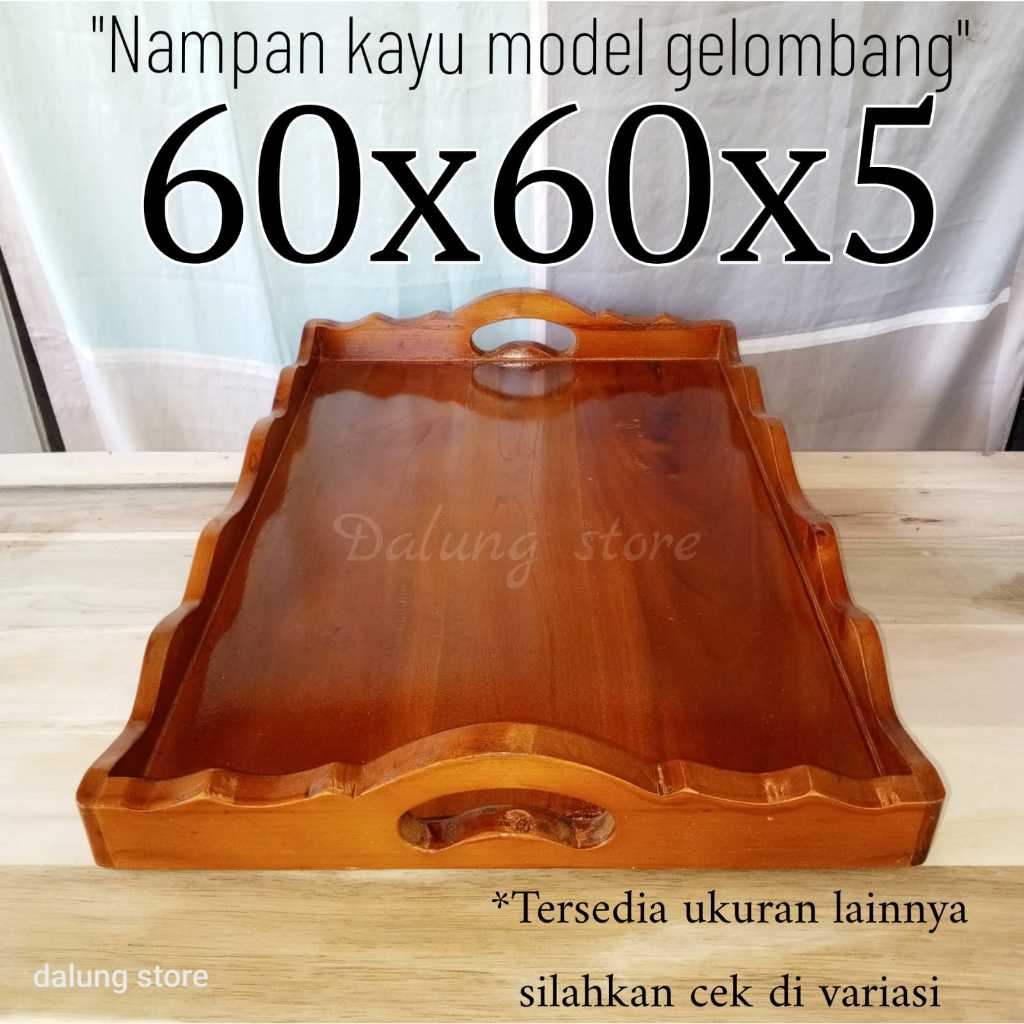 KAYU Large wooden tray 60x60x5 Unique Wave model aesthetic Serving tray ...