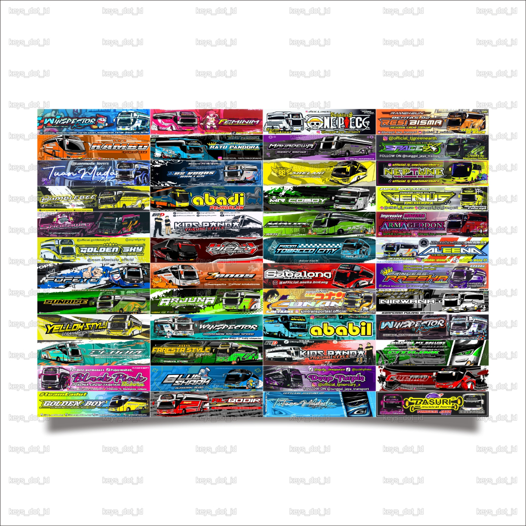 Long telolet Basuri Bus Sticker Sticker 45pcs], Bus Mania Sticker ...