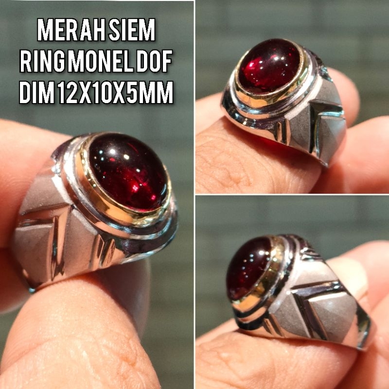 MERAH RED STONE RING RED POMEGATE SIEM RING MONEL DOFF ALUSAN | Shopee ...