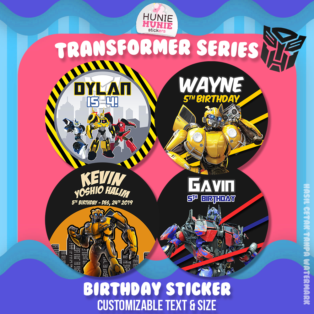 Custom Birthday Sticker - Transformers Optimus Prime Bumblebee (20pcs ...