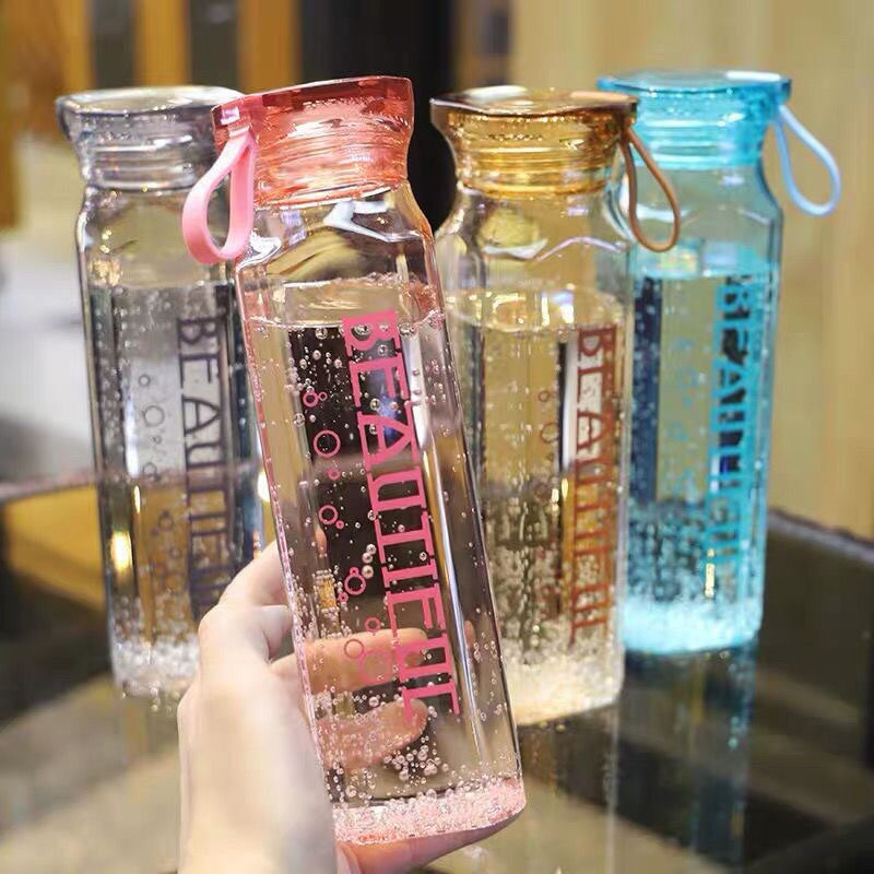 Beautiful Glass Drinking Water Bottle 500ml Water Bottle | Shopee Singapore