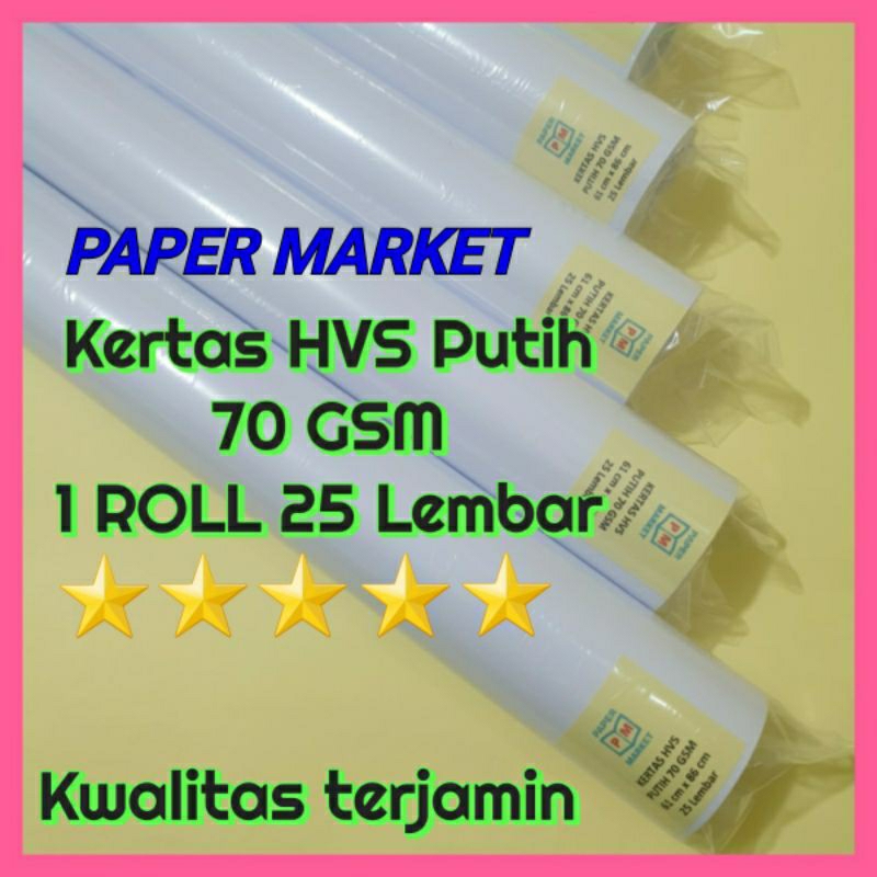 PUTIH Hvs White Paper 61cm x 86cm 70gsm (1 ROLL 25 Sheets) | Shopee ...
