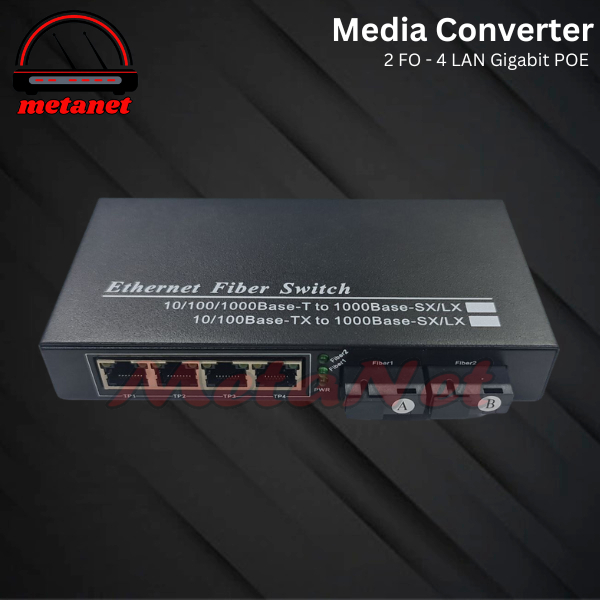 Media Converter Ethernet Fiber Switch 2 Port FO 4 Port LAN Gigabit Poe/2 FO 4 Gigabit LAN Poe /2 ...