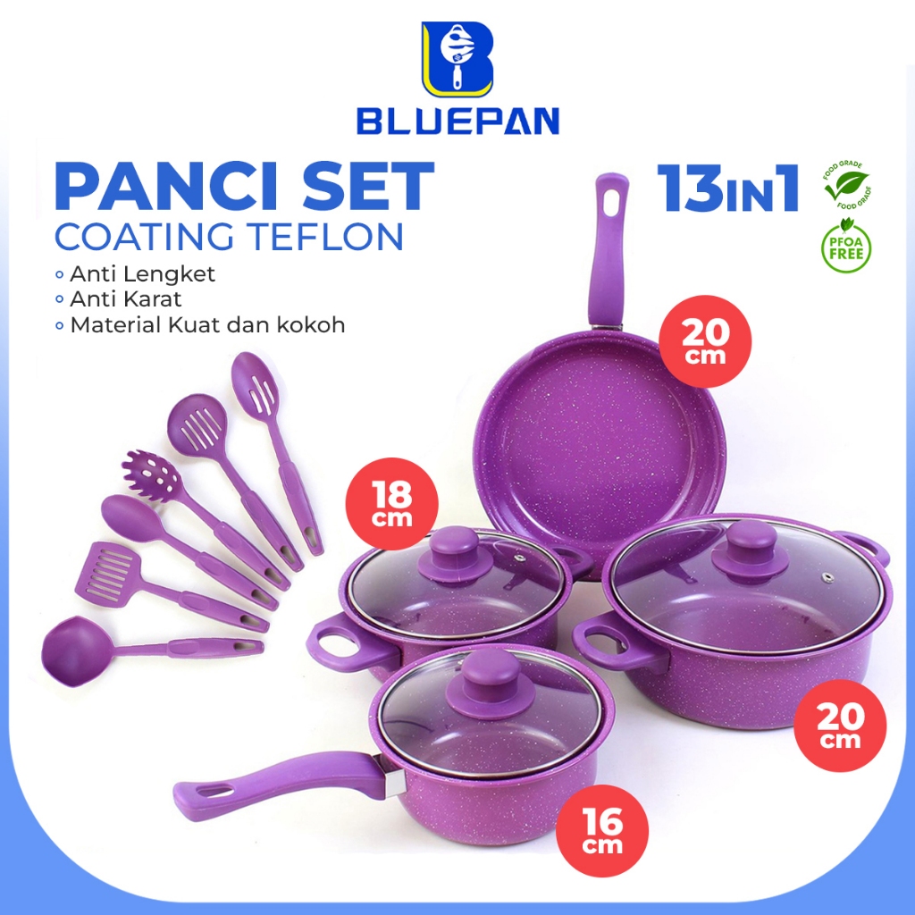 Bluepan Cookware Pans Set Frying Pans Spatula Set Of 13Pcs 1 Set Frypan ...