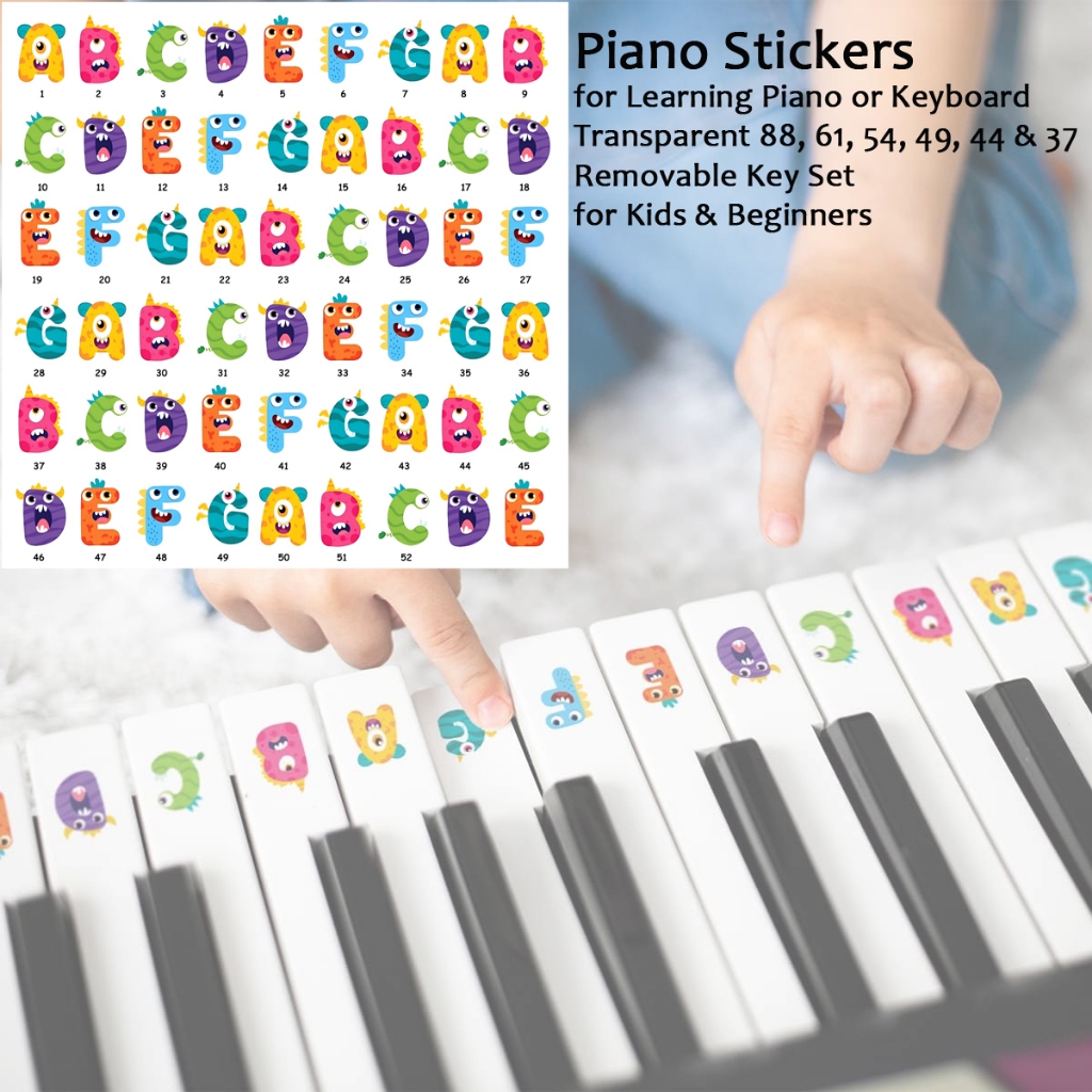 Monster Piano Stickers Keyboard Stickers 88 61 54 49 44 37 Color Key ...