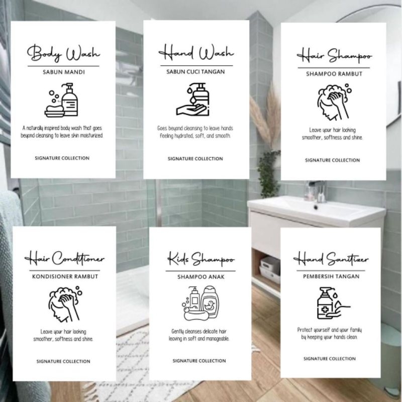 6x9cm WATERPROOF Vinyl Sticker Hand Washing Bath Soap Hand Body Wash ...