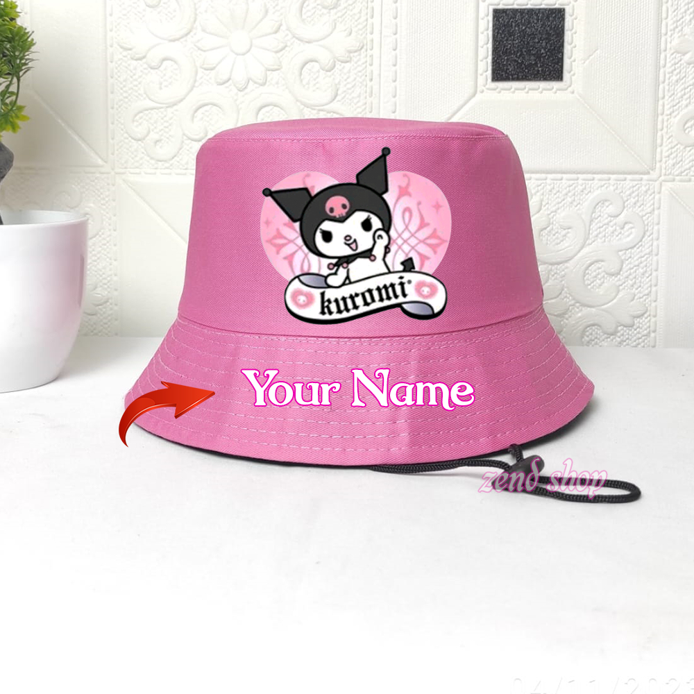 Kuromi love bucket Hats For Girls kuromi custom Name Screen Printing ...