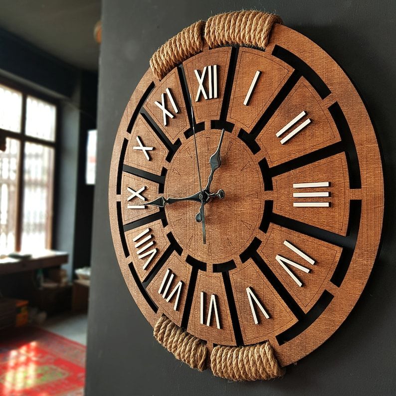 KAYU Antique Roman Teak Wood Wall Clock 60 cm | Shopee Singapore