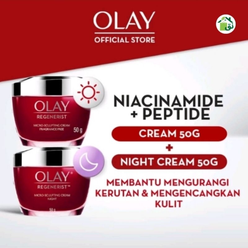 OLAY REGENERIST MICRO-SCULPTING CREAM 50g + NIGHT CREAM 50g - ANTI AGING MOISTURIZING OLAY ...