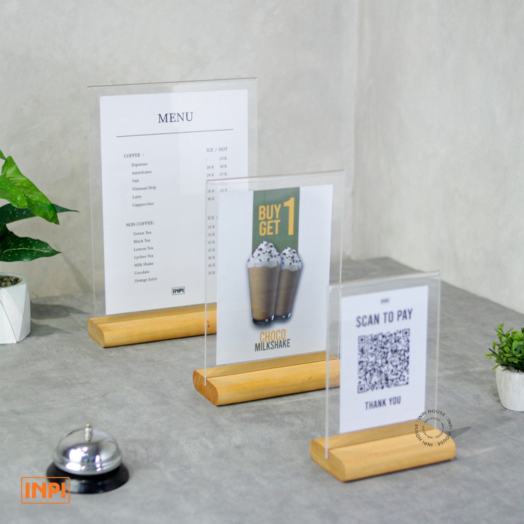 KAYU Acrylic Wooden Menu Display Stand - INPI House | Shopee Singapore
