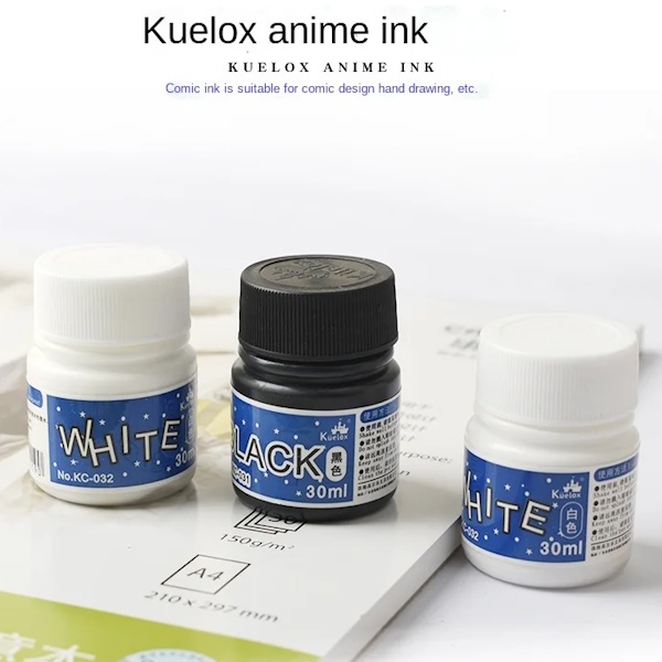 PUTIH HITAM Kuelox Anime Comic Ink Black White Drawing Ink 30ml ...