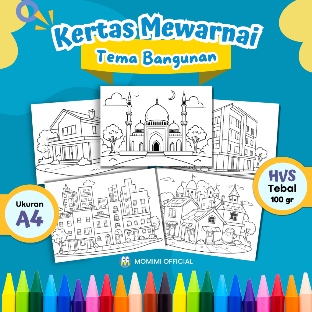 BUILDING THEMED CHILDREN'S COLORING PAPER COLORING DRAWING PAPER FOR ...