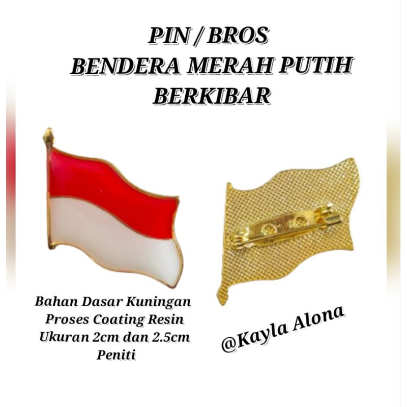 PUTIH MERAH Flowing RED AND WHITE FLAG PIN (BRASS) | Shopee Singapore