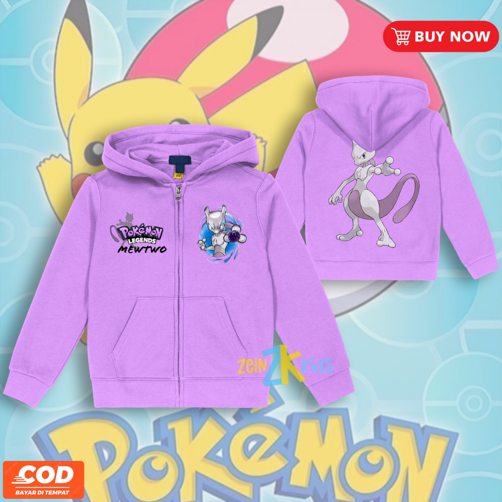 Pokemon MewTwo Kids Hoodie Jacket | Pokemon Mewtwo Kids Zipper Hoodie ...