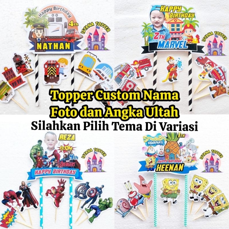 Custom NAME / PHOTO Topper Themes Superman, Titipo, Avengers, Star Wars ...
