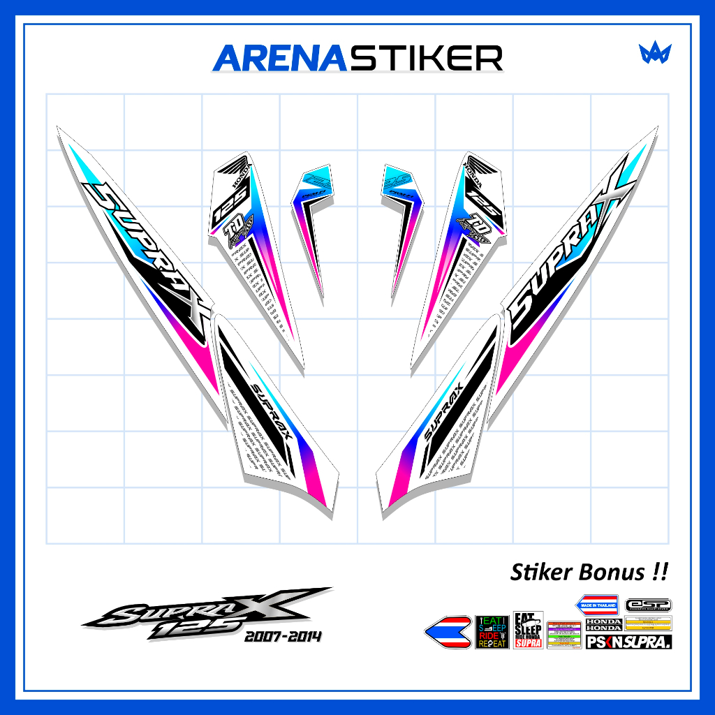 SP42c Supra X 125 R Striping Sticker Honda Supra X 125 Wave 125 Pnp KPH ...