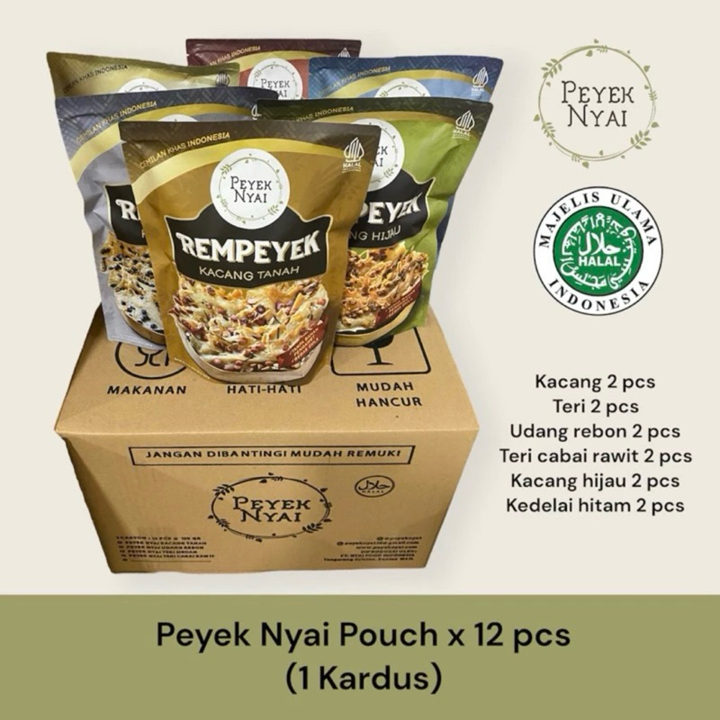 Peyek Nyai - Rempeyek Pouch Package (1 Dozen/Cardboard) | Shopee Singapore