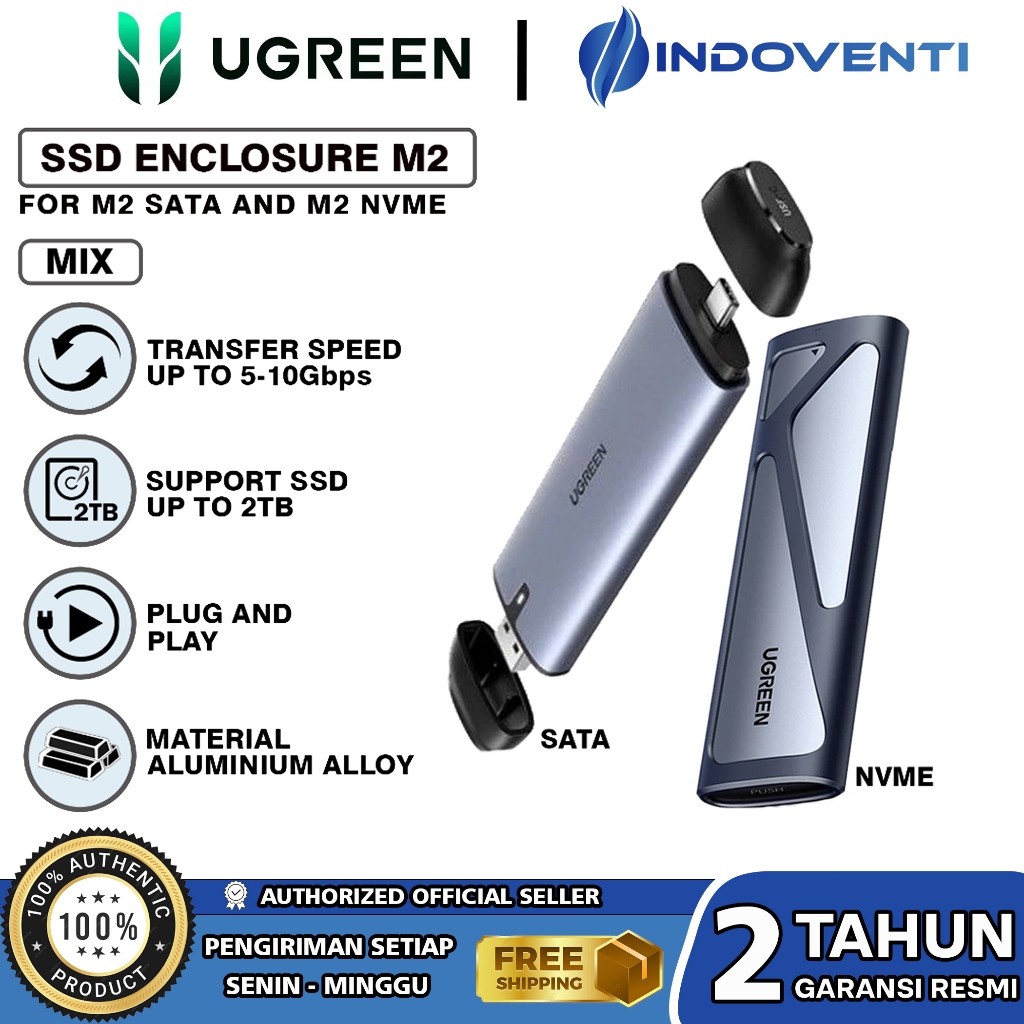 Ugreen SSD Casing Enclosure M.2 NVMe M2 SATA To USB 3.1 USB C Gen2 ...