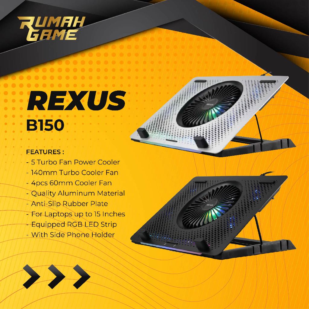 Rexus Cooling Pad/Coolingpad Breeze B150 5 Fan With RGB Fan Gaming ...