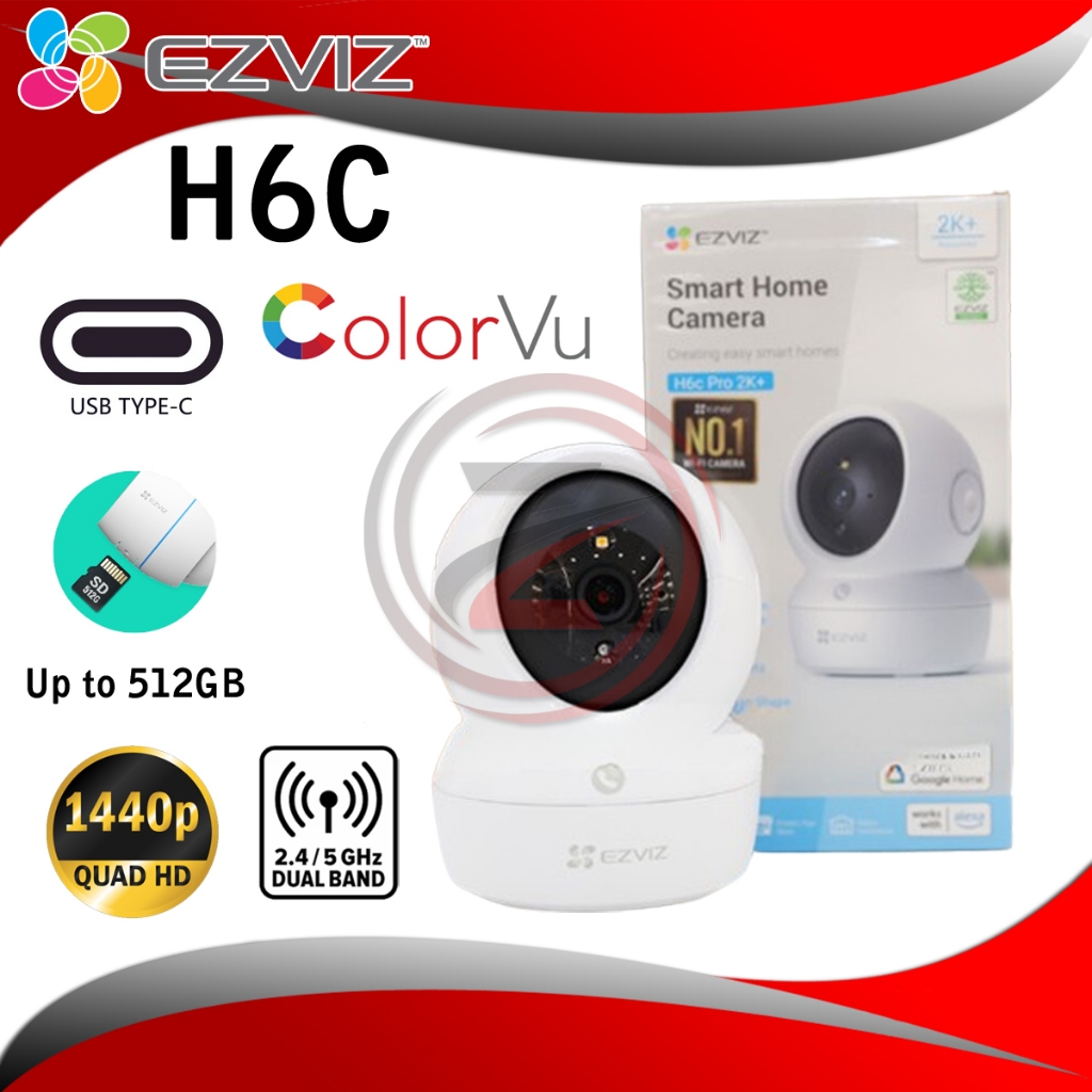 Ezviz H6C Pro 2K+ 4MP Indoor Pan & Tilt Wifi IP Camera CCTV Type-C ...