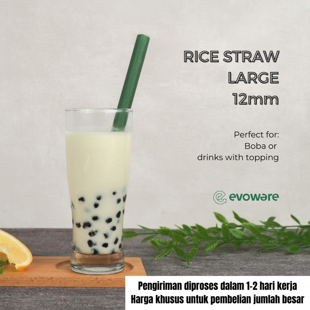 [60 Pcs] Edible Rice Straw 12 mm (Edible Eco-Friendly Rice Straw / Replacement Plastic Straw ...