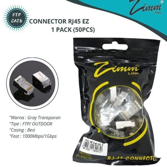 Rj45 FTP Cat 6 EZ Connector Anti-Fail Zimm Link Connector RJ45 Cat6 ...