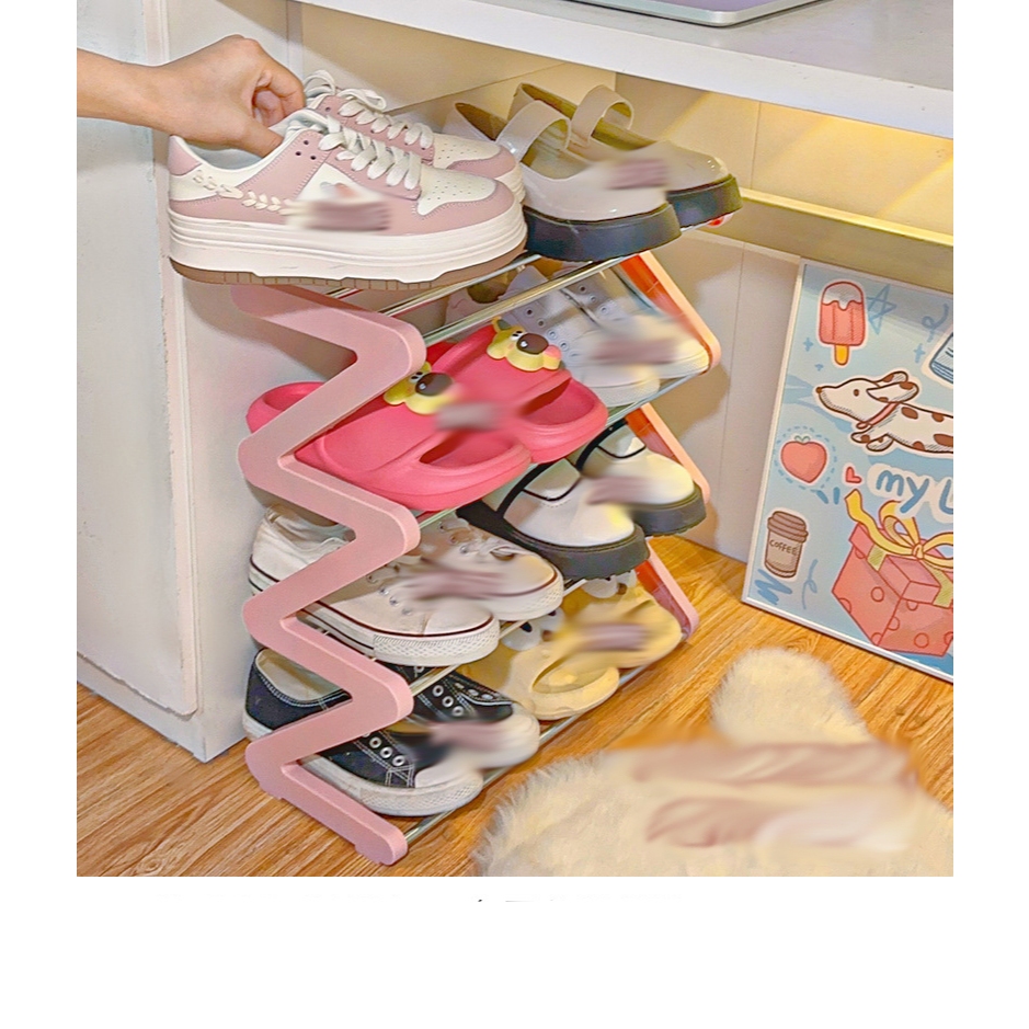 Mall57 Minimalist Zigzag Shoe Rack/4-Tier Sandal Rack Shoes Rack Sandal ...