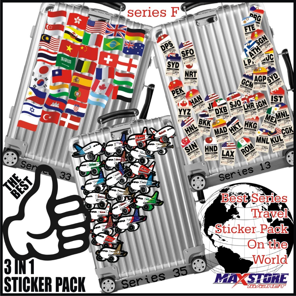3in1 suitcase sticker set contains 3 packs / series f boarding pass ...