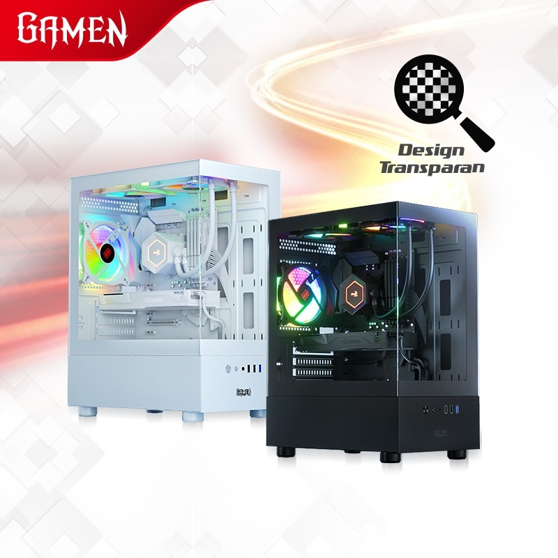 Gamen GCS100 Transparent Gaming Computer Case Tempered Glass Up to 3 ...