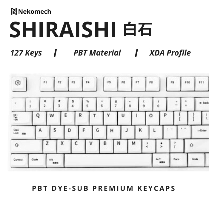Nekomech Pure White Minimalist Keycaps Shiraishi Bacadescription - PBT ...