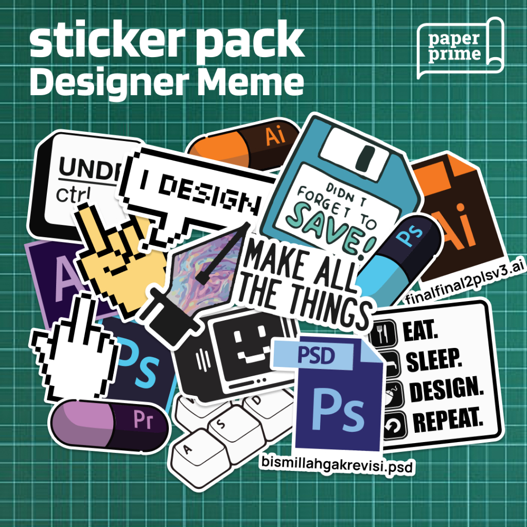 HP Sticker Pack Designer Meme Waterproof | Cute Graphic Designer ...