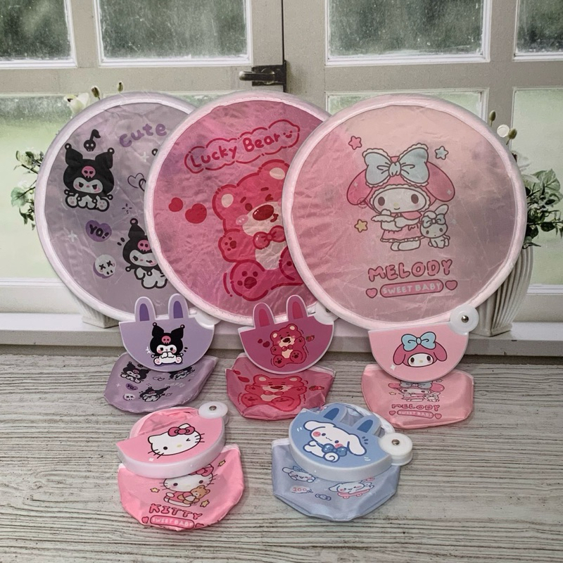 Round FOLDING FAN FOLDABLE SANRIO PORTABLE FAN HELLO KITTY MY MELODY ...