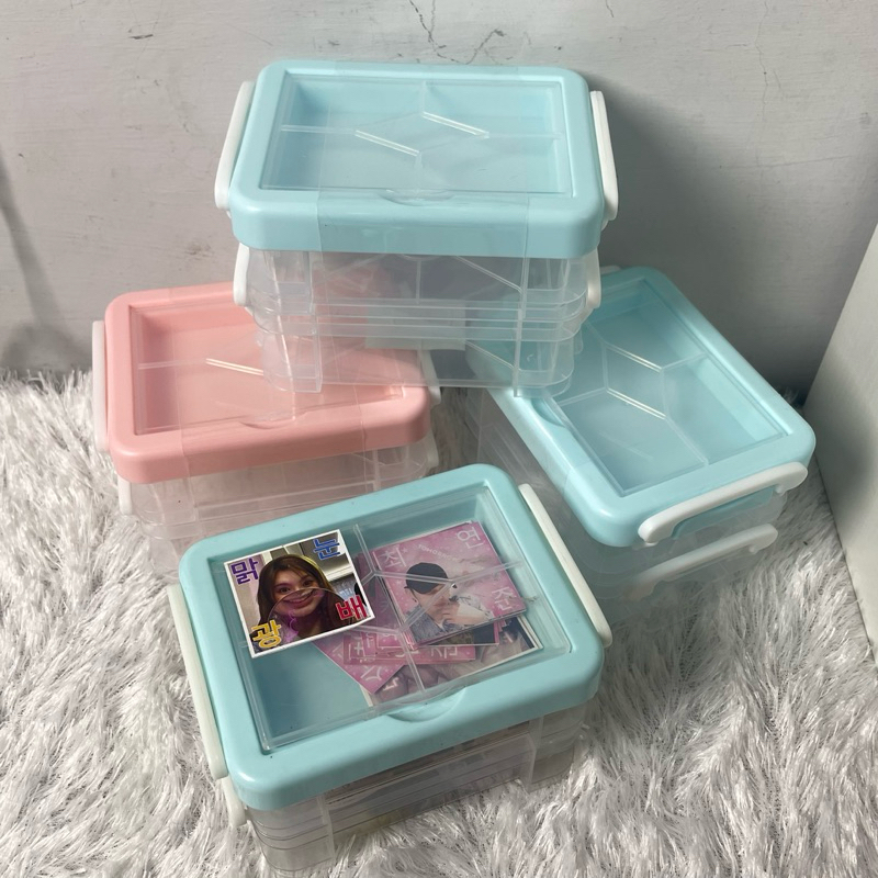 Photocard Stacking Storage Box | Mr. Diy Blue Pink Storage Rack | Mini ...