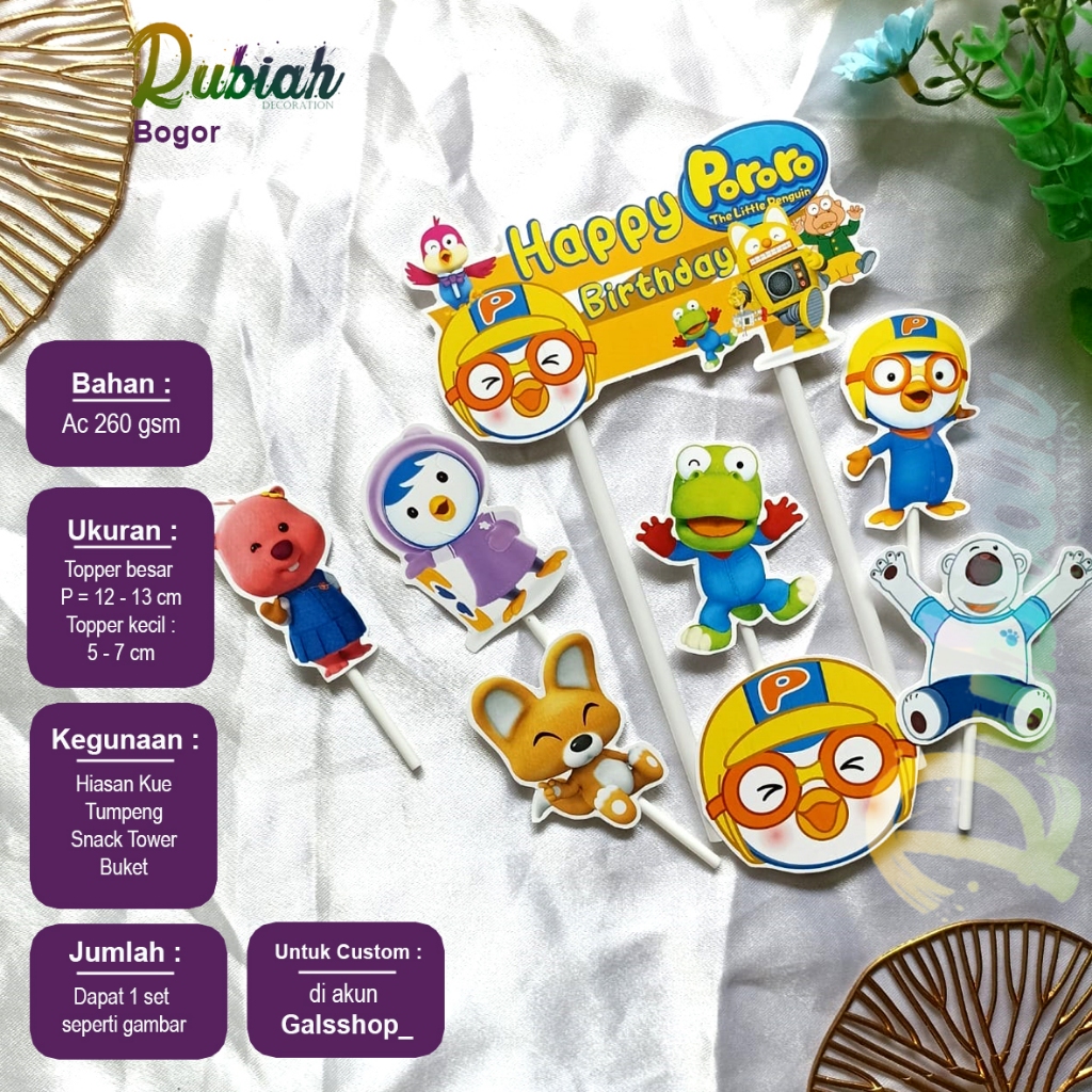Pororo Cake Topper 1set/Happy Birthday Cake Decoration | Shopee Singapore