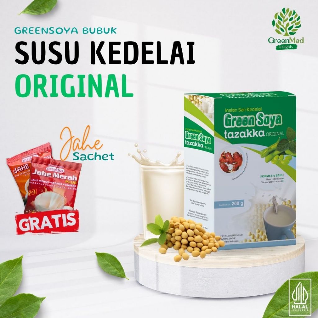 Pure Soybean MILK PROTEIN Powder GREEN SOYA ORIGINAL TAZAKKA 200GR SOY ...