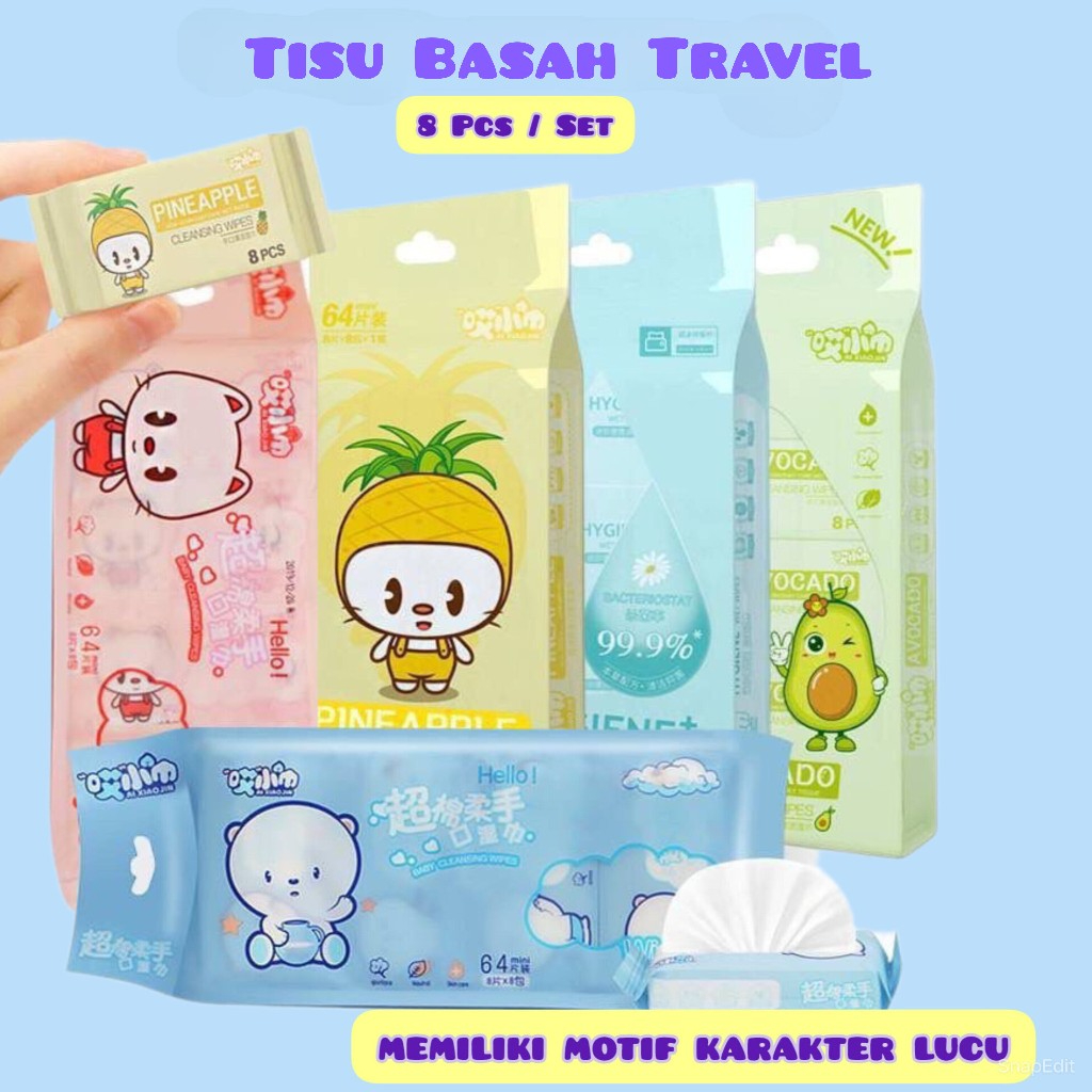 Mini Travel Wet Wipes Practical Mini Wipes Cute Characters Character ...