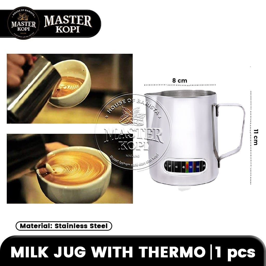 Milk Jug Latte Art Espresso Coffee Pot With Thermometer 580ml (1 pcs ...