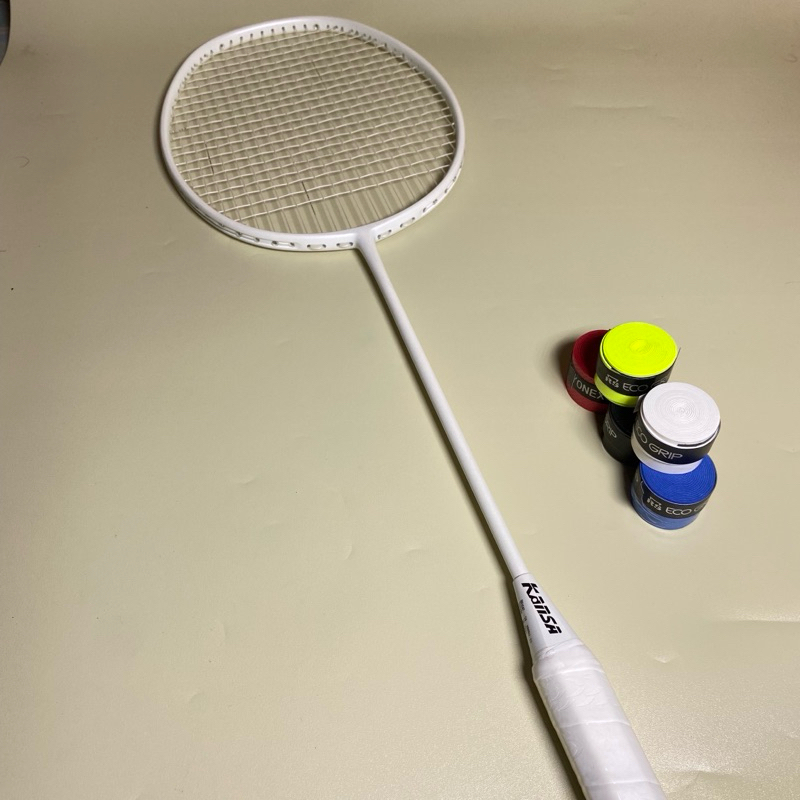 Original PLAIN KANSA WHITE BADMINTON RACKET FULL CARBON READY TO USE ...