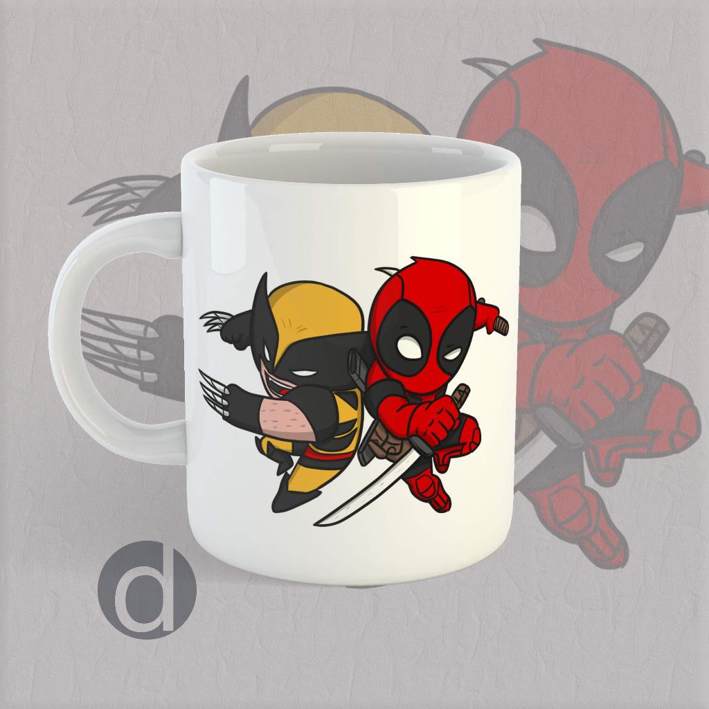 Cool Cute Wolverine and Deadpool Marvel Character Cartoon Mug | Shopee ...